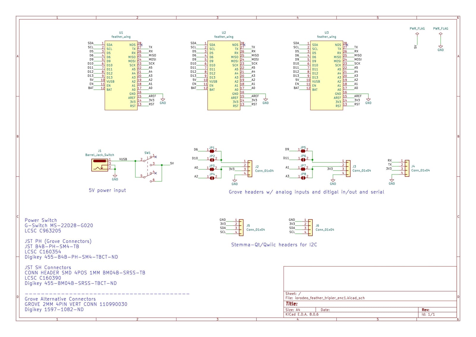 Feather Tripler PCB for rapid prototyping of outdoor sensor projects